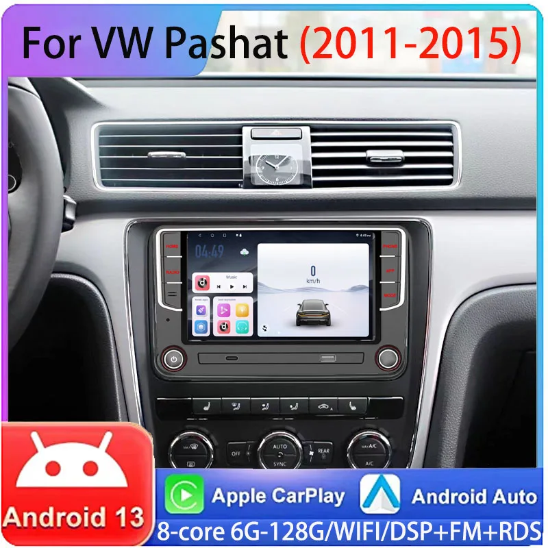7" For VW Passat 2011-2015 Car Radio Wireless Apple Carplay Android 15 ...