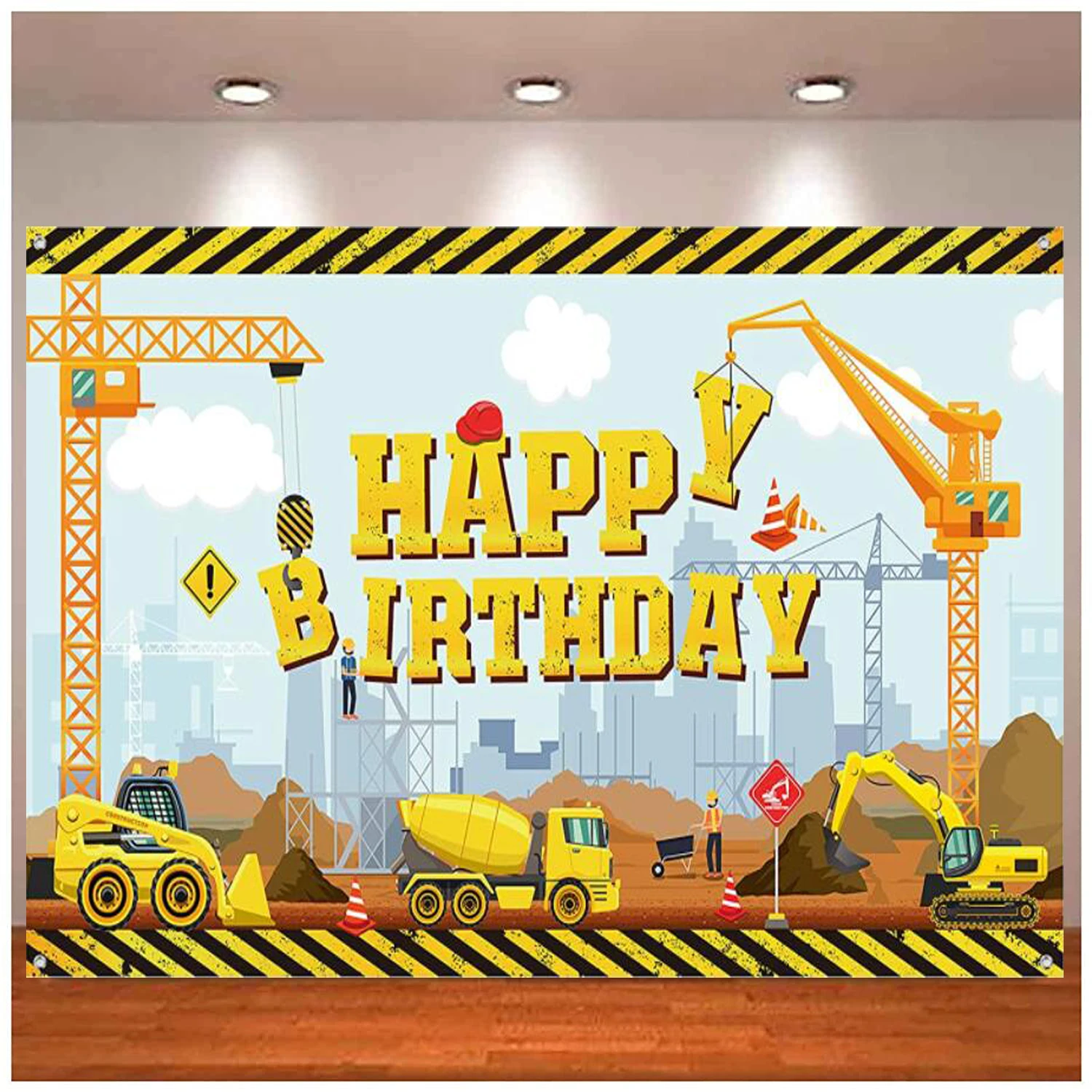 Excavator Birthday Backgrounds | Construction Background | Birthday ...