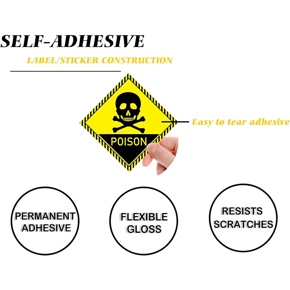 12Pcs-Poison-Skull-and-Crossbones-Yellow-Danger-Poison-Sign-Stickers ...