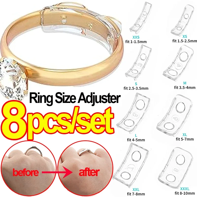 8-Sizes-Silicone-Invisible-Ring-Size-Adjustment-Resizer-Loose-Rings ...