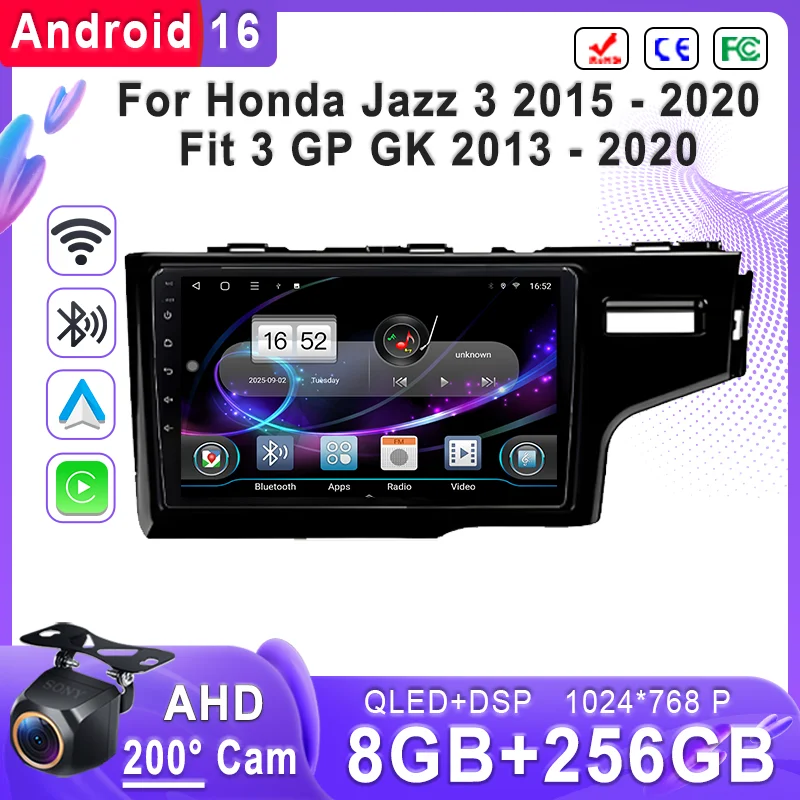 Android 16 For Honda Jazz 3 2015 - 2020 Fit 3 GP GK 2013 - 2020 Touch ...