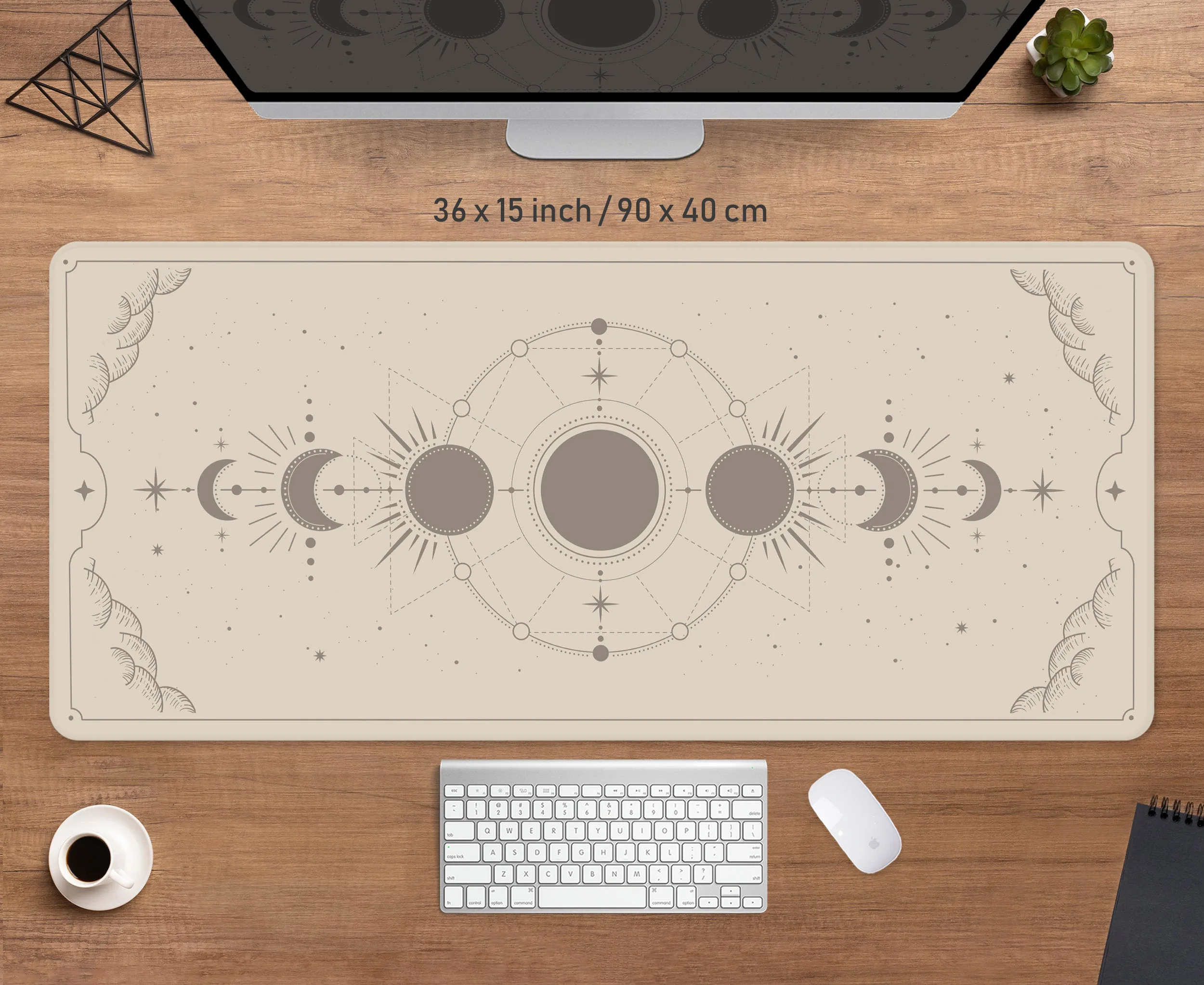Grande-Gaming-Mouse-Pad-Tapete-de-Mesa-Bege-Fases-da-Lua-Mousepad ...