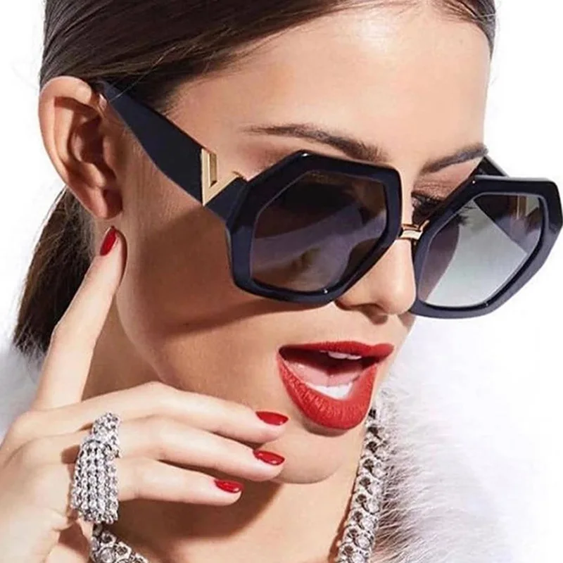 Fashion Big Frame Hexagon Sunglasses Women 2023 Designer Oversized ...