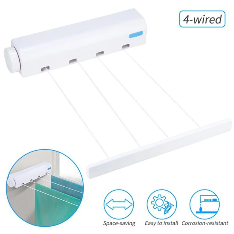 Retractable-Clothesline-With-4-5-Lines-Wall-Mounted-Clothes-Dryer-Line ...