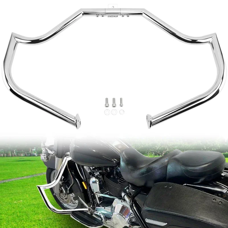 Chrome Motorcycle Front Highway Crash Bars Fit For Harley Touring Road ...