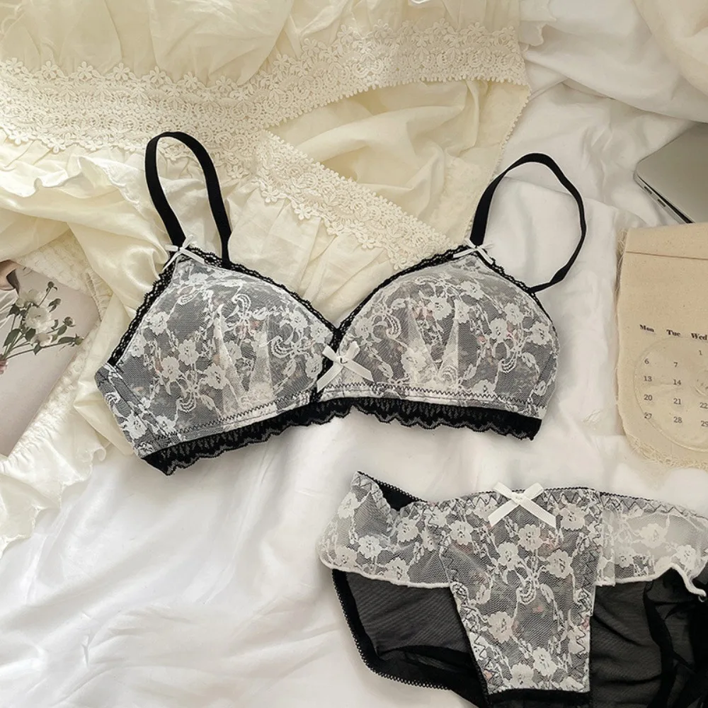 Flower-Lace-Bra-and-Panties-Set-French-Bralette-Women-s-Sexy-Push-Up ...