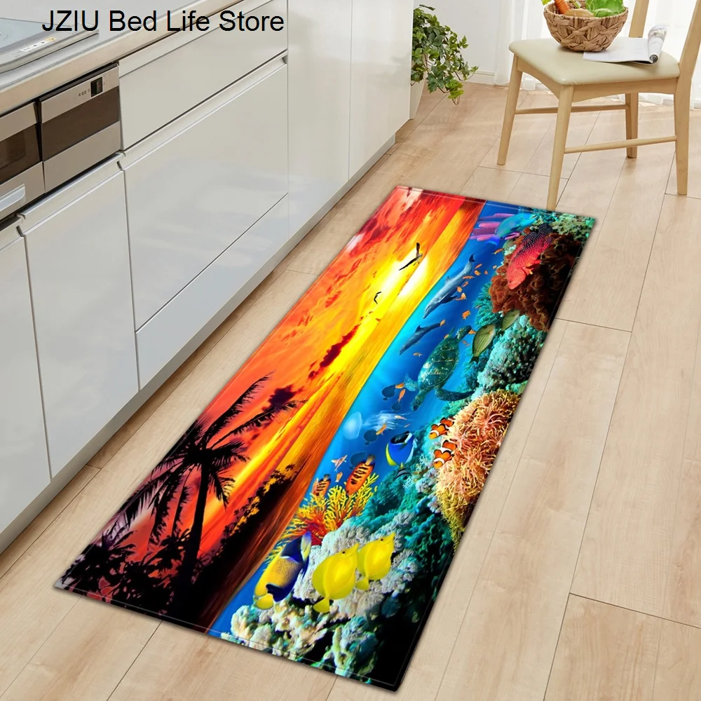 3d Ocean World Fish Carpet Kitchen Mat Entrance Doormat Bedroom Home ...