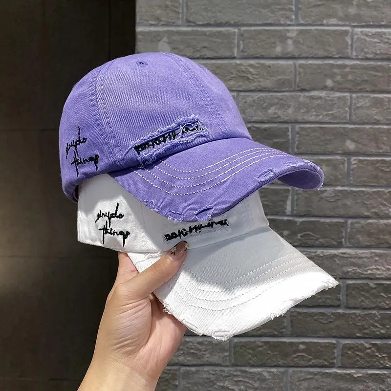 Light-purple-pleated-Baseball-cap-new-2023-flat-tongue-cap-small-face ...
