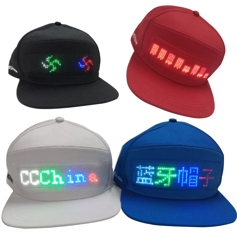 App-Programmable-LED-Message-Hats-USB-Charging-Glowing-Logo-Baseball ...
