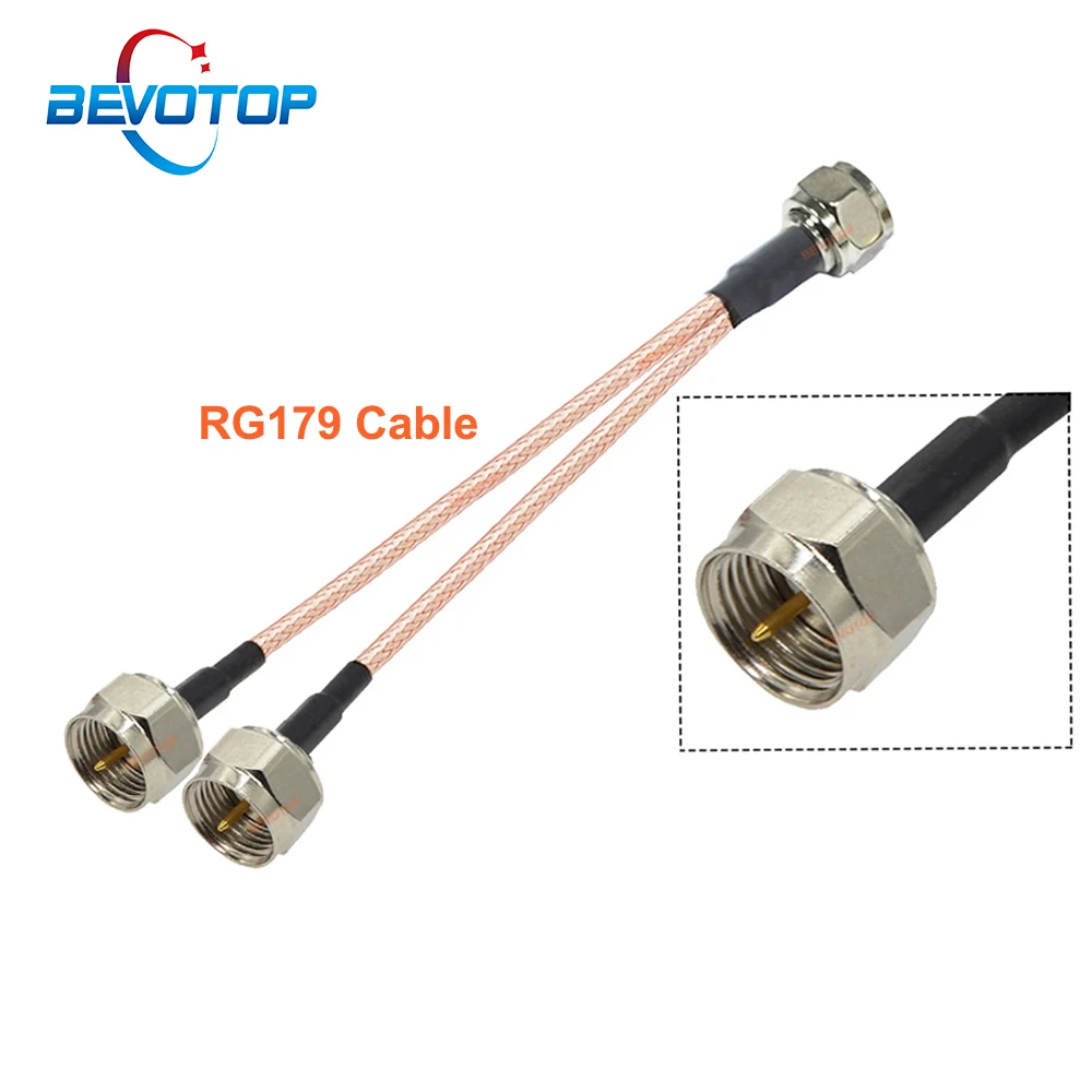 F-Splitter-Cable-F-Male-to-Dual-F-Male-Plug-RF-Coaxial-75-Ohm-RG179 ...