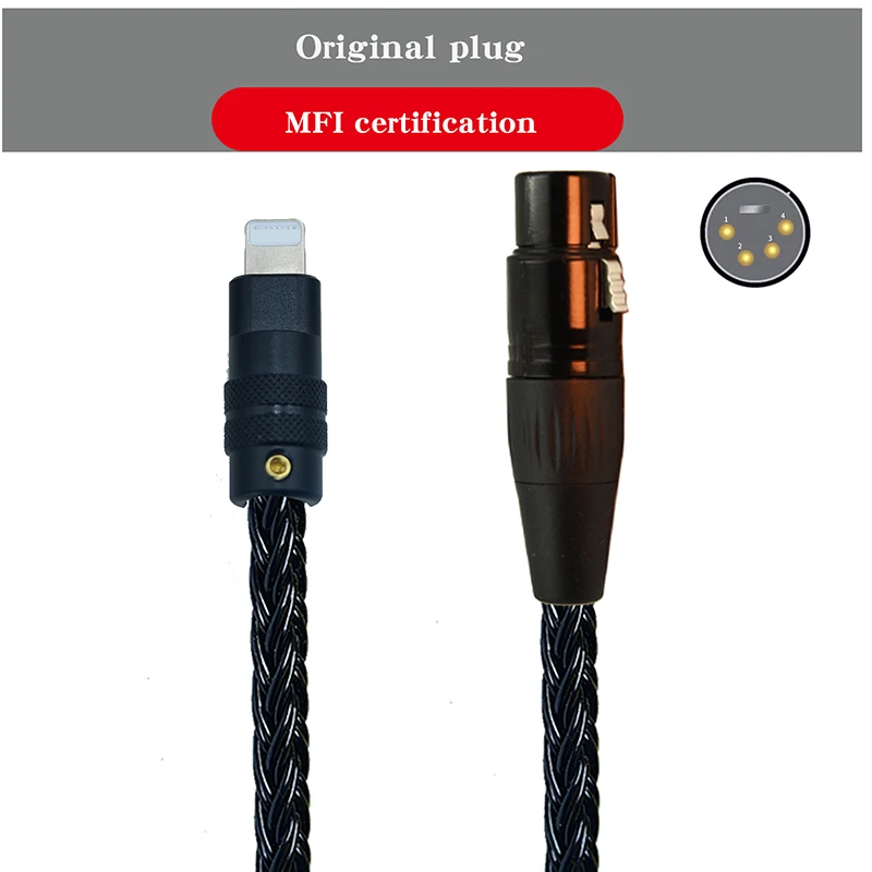 lightning To 4pin female xlr balanced Audio Cable Headphone Adapter ...