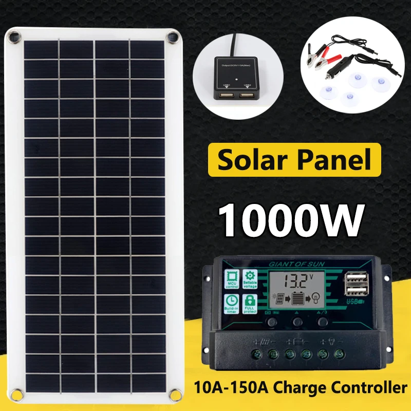 1000W-Solar-Panel-12V-Solar-Cells-60A-150A-Controller-Solar-Plate-Kit ...