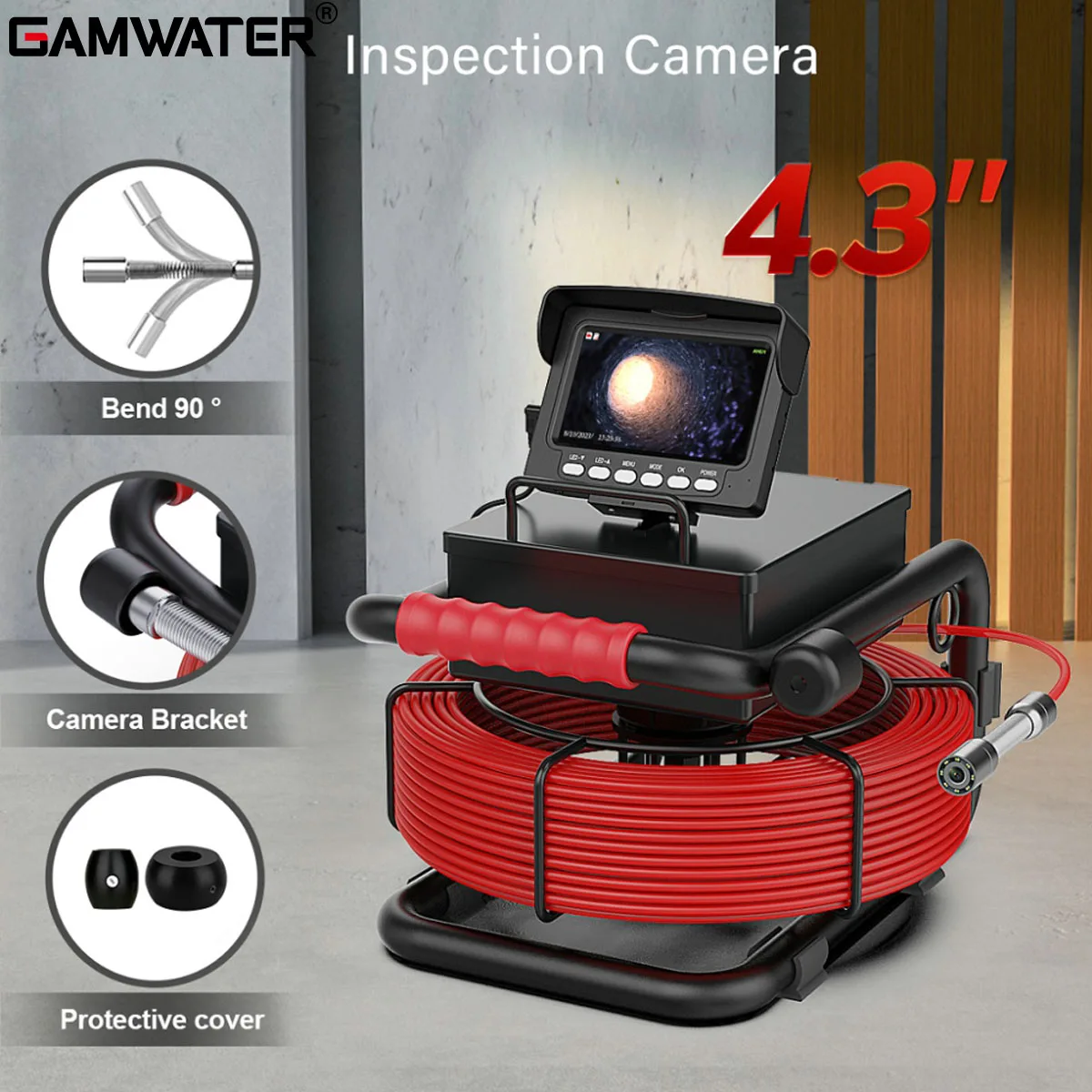 Inspection Camera MOUNTAINONE 4.3" Sewer With DVR, Sewer Camera Snake ...