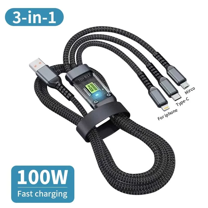 FIRSTING-100W-3-in-1-USB-Fast-Charging-Cable-Digital-Display-Universal ...