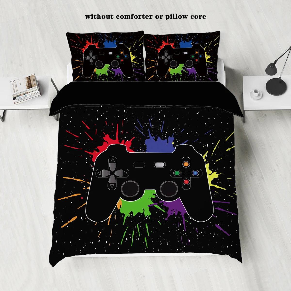 90gsm-black-game-controller-bed-three-piece-set-soft-and-skin-friendly ...