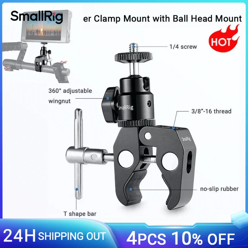 SmallRig-DSLR-Camera-Clamp-Mount-with-1-4-Screw-Ball-Head-Mount-Hot ...