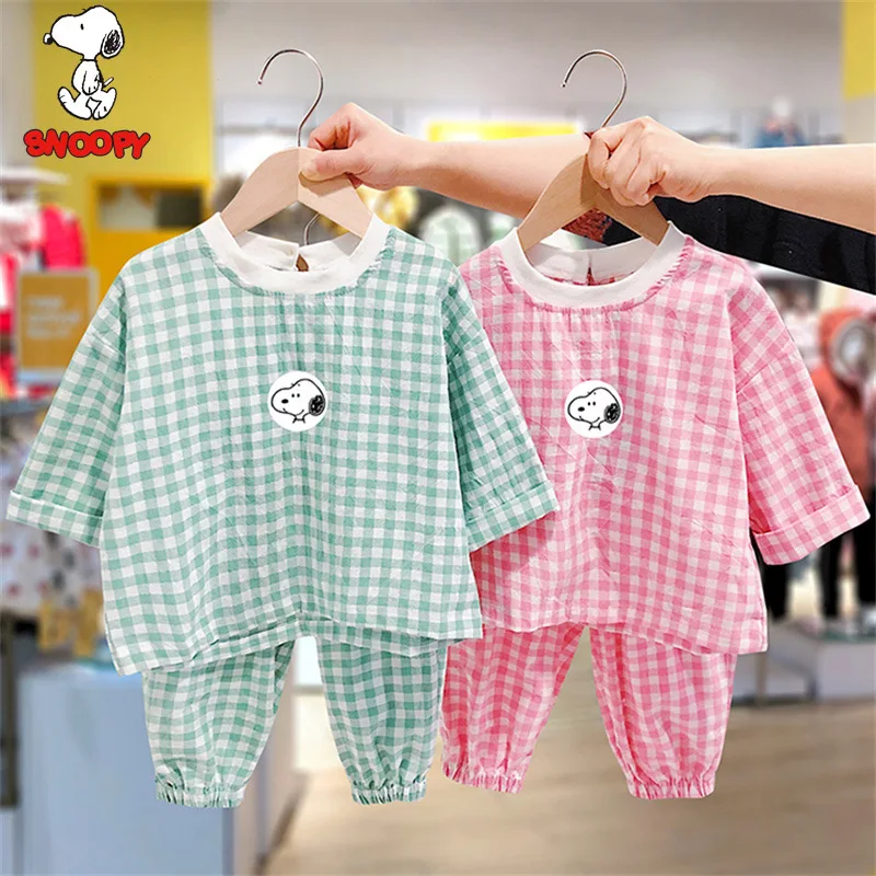 Snoopy ropa de dormir a cuadros para bebé, pijama cómodo para niños y ...