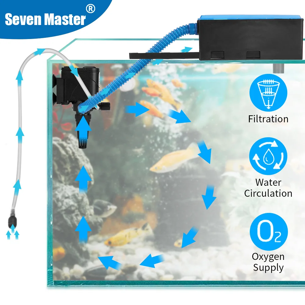 3in1 Submersible Pump + Top Filter Box For Fish Tank Filtration ...