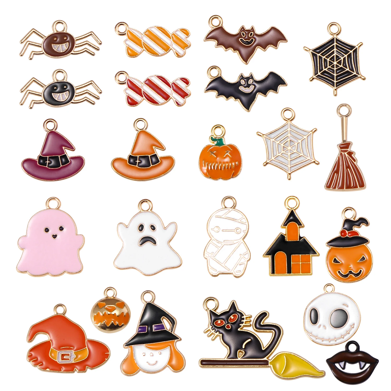 20pcs/lot Enamel Halloween Charms Cute Pumpkin Bat Ghost Charms ...