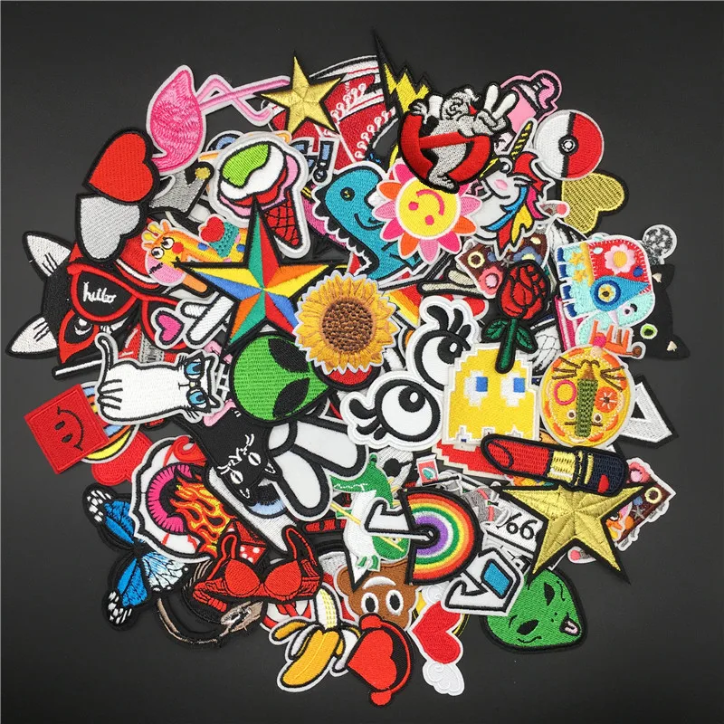 50pcs/lot Mixed Random Cute Hippe Patches Stripes for Clothing ...