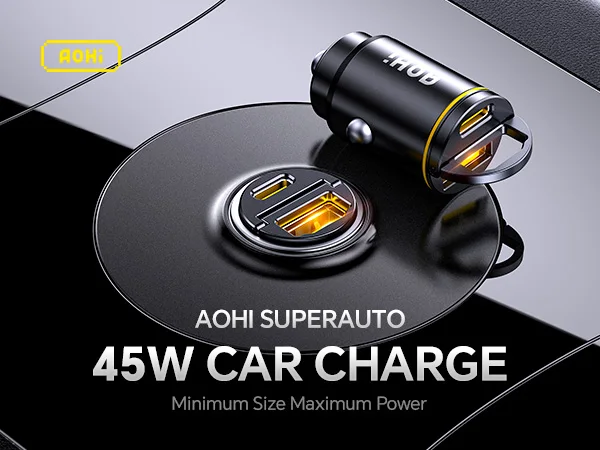 Быстрое автомобильное зарядное устройство AOHI SUPERAUTO PD 45 Вт (USB-C и USB-A) | AliExpress