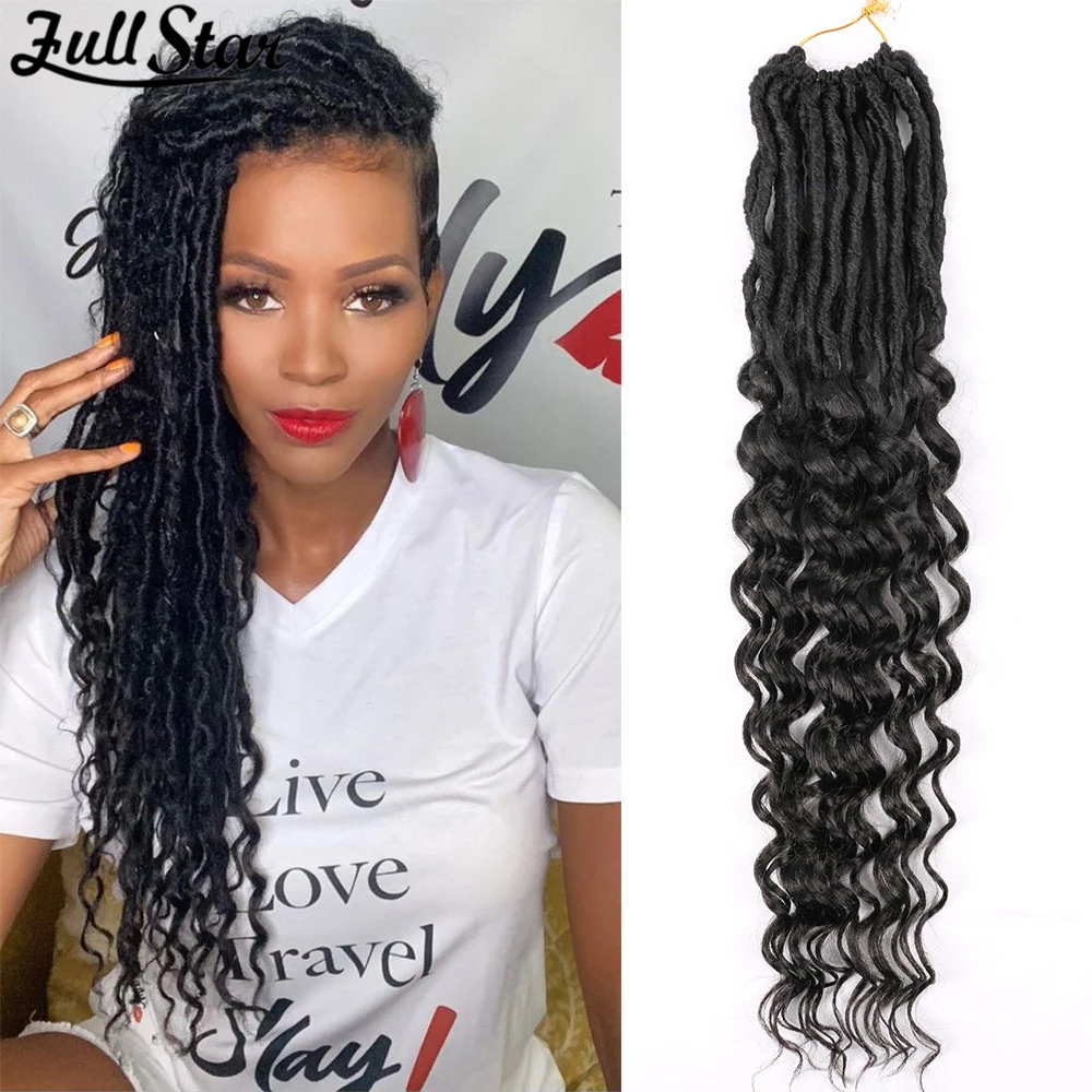 Goddess Faux Locs Deep Wave Crochet Braids Fluffy Braiding Hair Extensions 24inch Ombre Grey ...