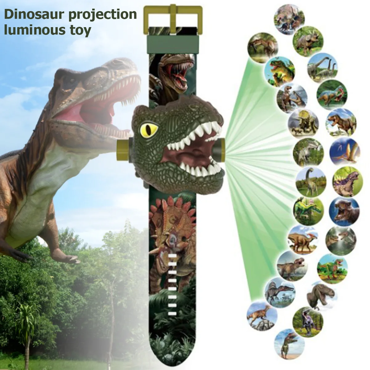 Kids Dinosaur Projection Watch Cartoon Dinosaur Pattern Watch Projector ...