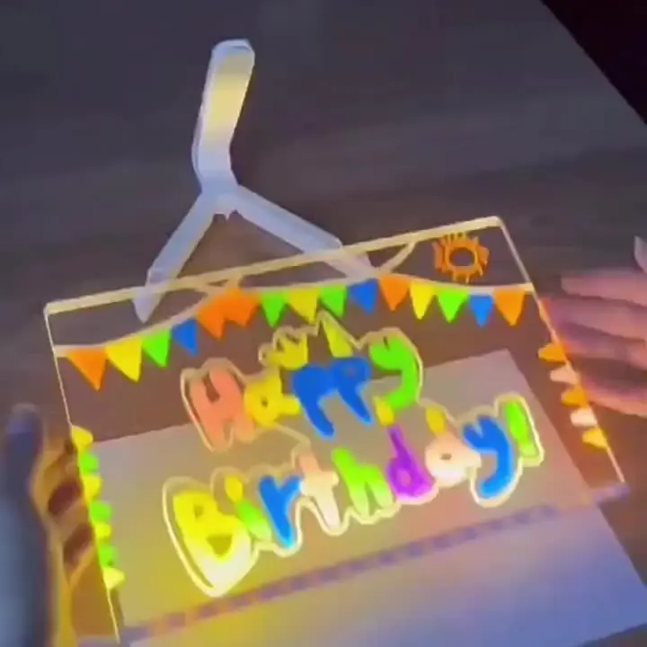 Light Up Drawing Board Kids LED Note Board With 7 Colors Pen, Magic ...