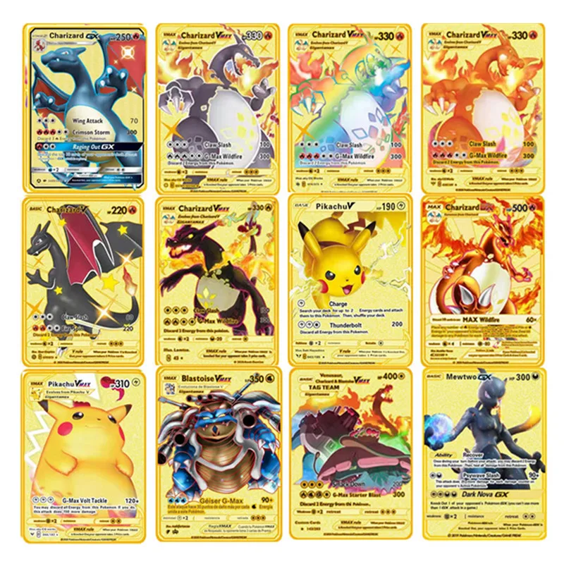 Pok-mon-English-Metal-Game-Collection-Card-Anime-Pikachu-Charizard ...
