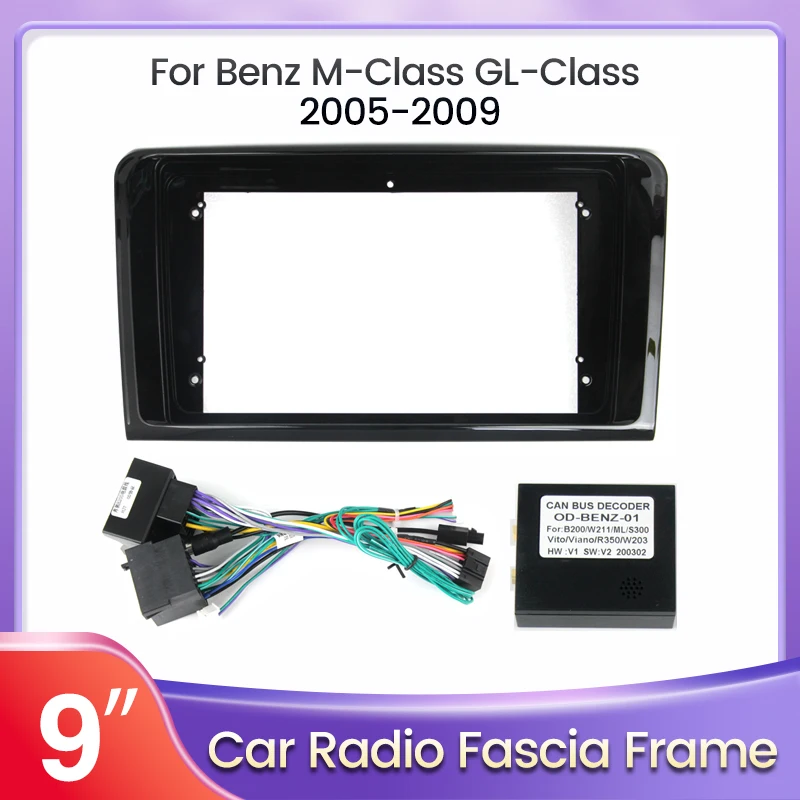 2 Din Car Radio Fascia Frame For Mercedes Benz CLASS ML W164 X164 ML350 ...