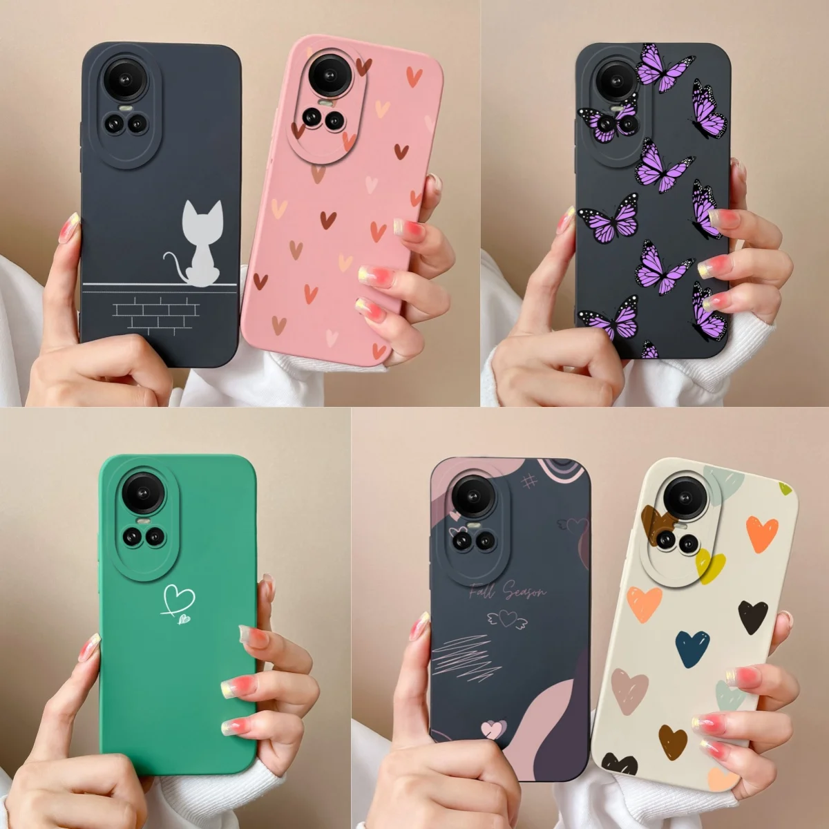 Cases For Oppo Reno 10 Pro 5G Heart Butterfly Full Protection Soft ...