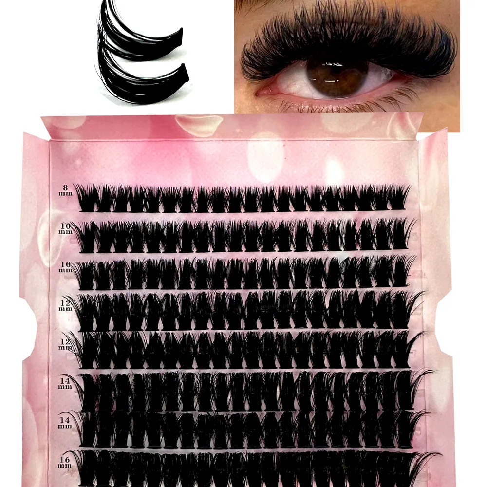 DIY-160-Cluster-Eyelash-Extension-Bunch-Lashes-Segmented-Fake-Lash-3D-Fluffy-Natural-Russian ...