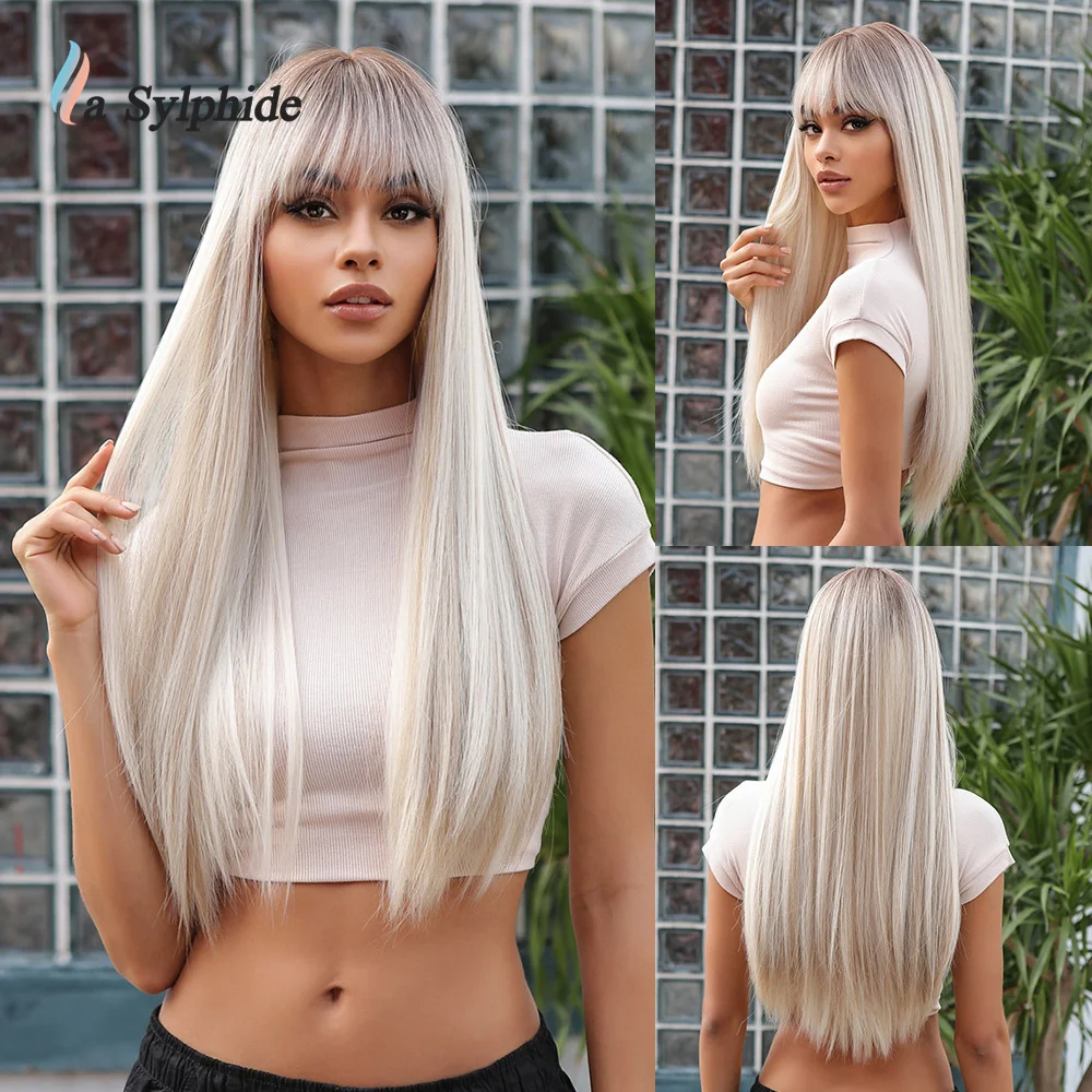 La-Sylphide-Ombre-Grey-Wig-Cosplay-Woman-Long-Straight-Wigs-with-Bangs ...