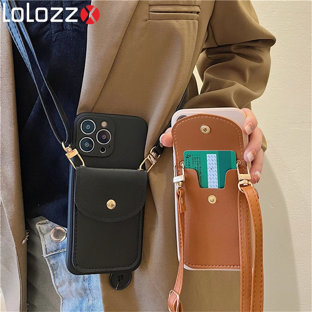 Silicone-Crossbody-Lanyard-Leather-Wallet-Soft-Phone-Case-For-iPhone-16 ...
