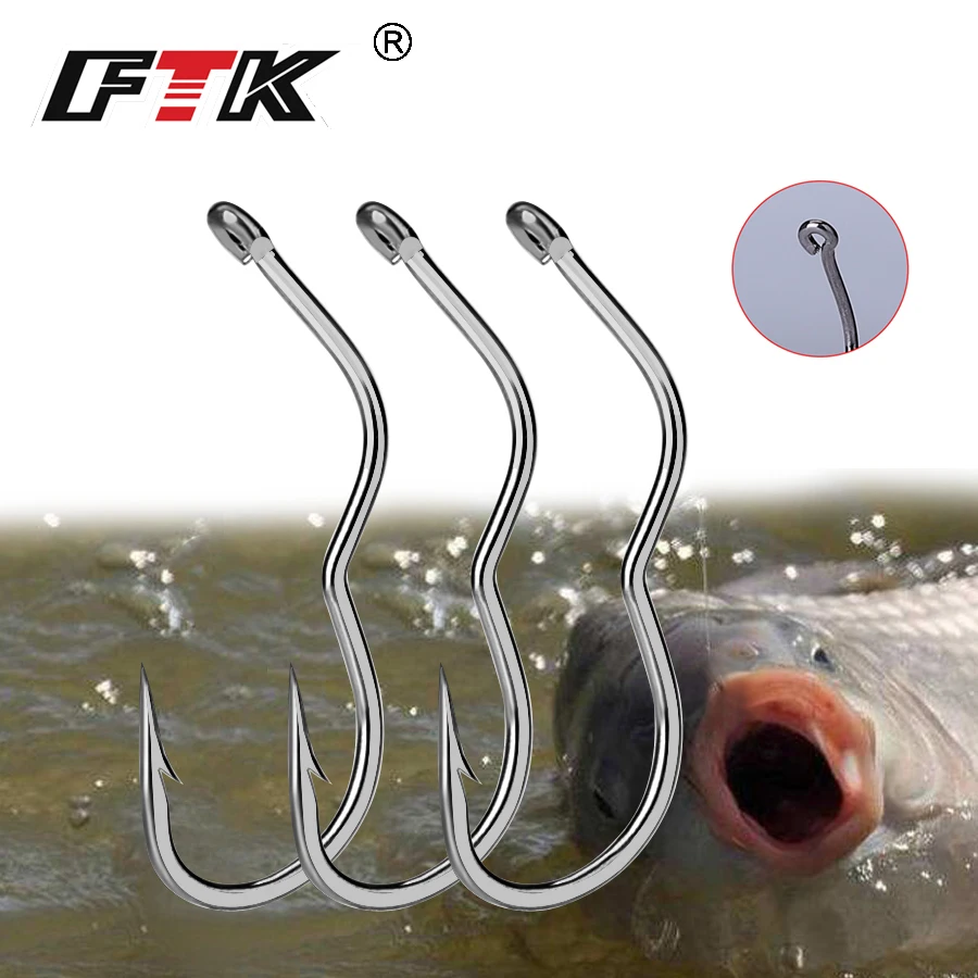 FTK-12Pcs-High-Carbon-Steel-Fishing-Hooks-With-Ring-6-13-Automatic-Flip ...
