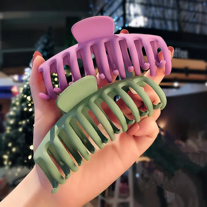 New-Solid-Color-Large-Claw-Clips-for-Women-Plastic-Hair-Claws-Geometry ...