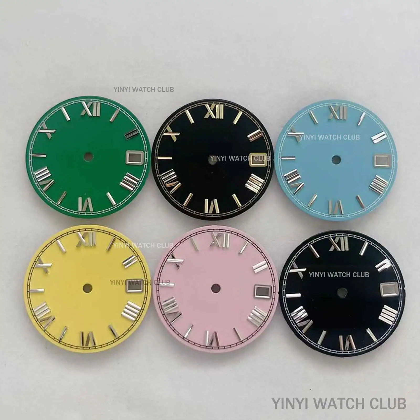 28-5mm-Watch-Dial-Black-Blue-Green-Roman-scale-literal-Watch-face-for ...