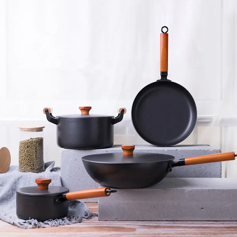 Cooking-Tools-7PC-Set-Cast-Iron-Pot-Set-Household-Uncoated-Non-Stick ...