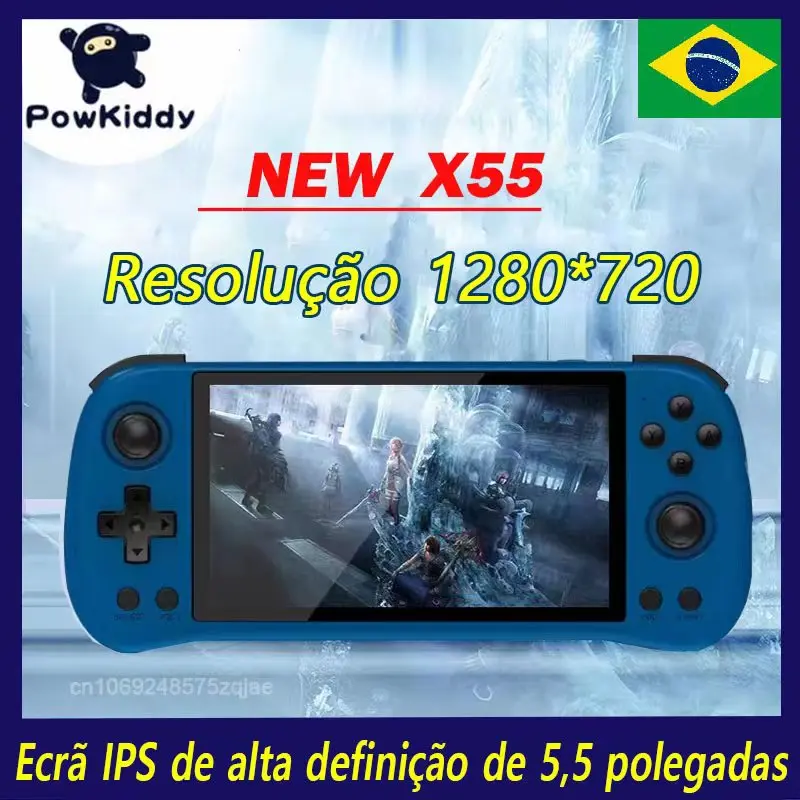 POWKIDDY-Consola de Jogos Retro Portátil, X55, Tela IPS, Sistema Linux ...