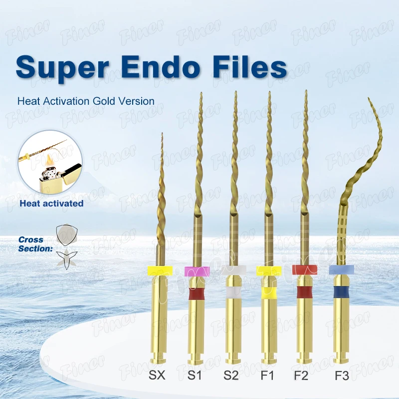 6pcs Pro Dental Taper Gold Endo Files Root Canal Taper Endodontic File ...