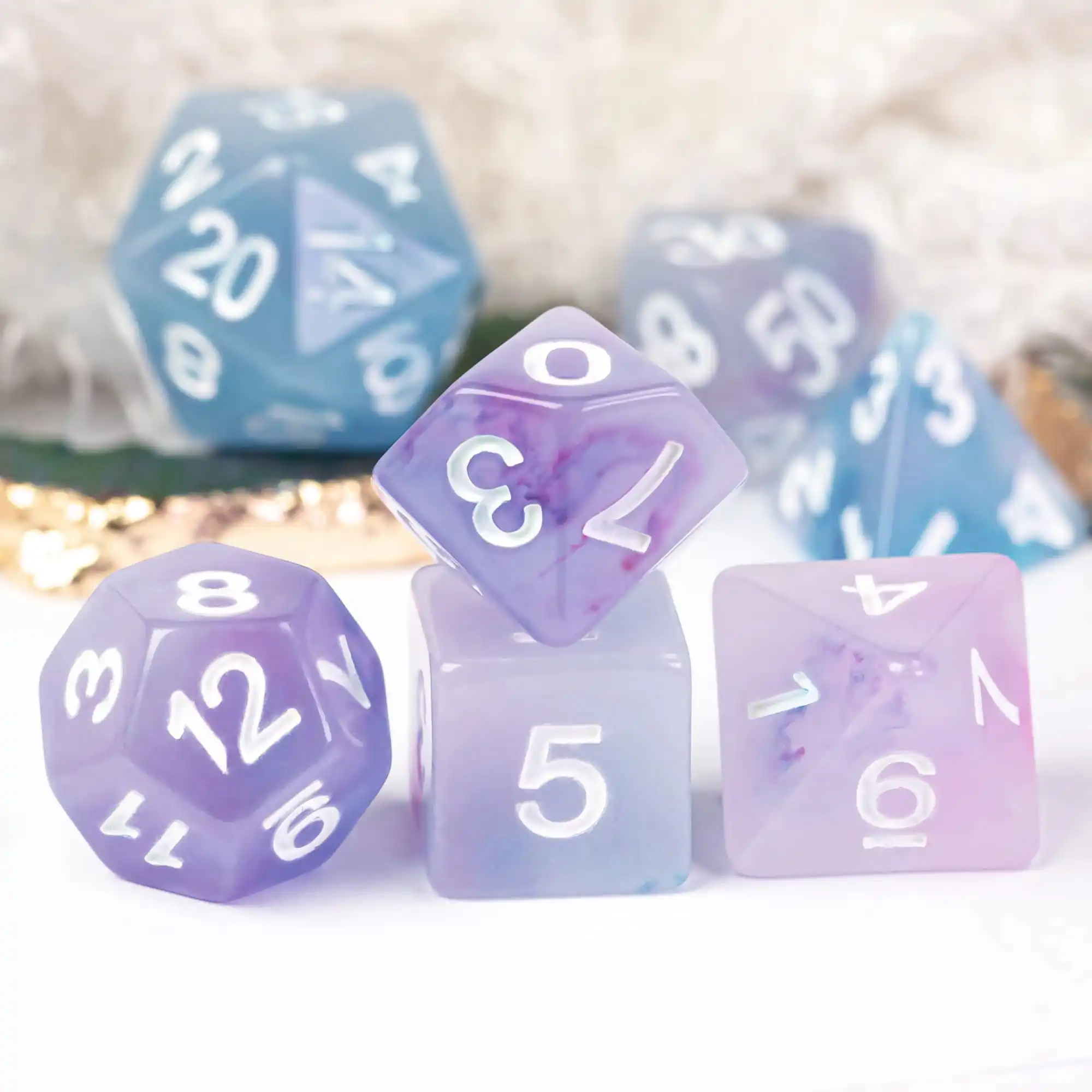 7 Board Game Set of D4 D6 D8 D10 D12 D20 for DND Dice Glitter ...