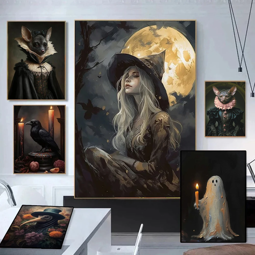 Dark-Academy-Art-Wall-Poster-Victoria-Crow-Witch-Ghost-Halloween ...