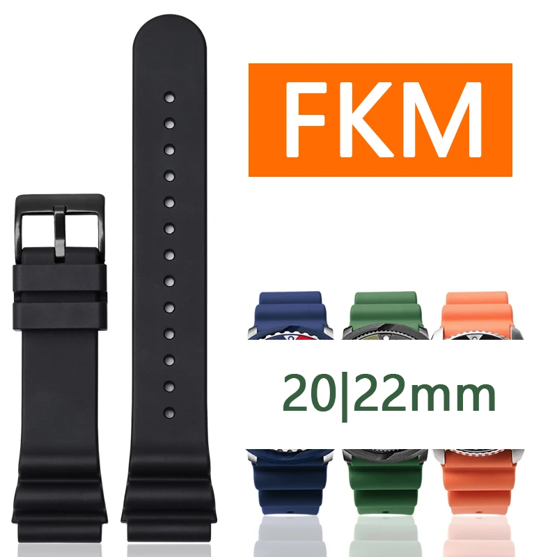 20mm 22mm High Quality Fluorine Rubber Strap for Seiko Canned Abalone ...