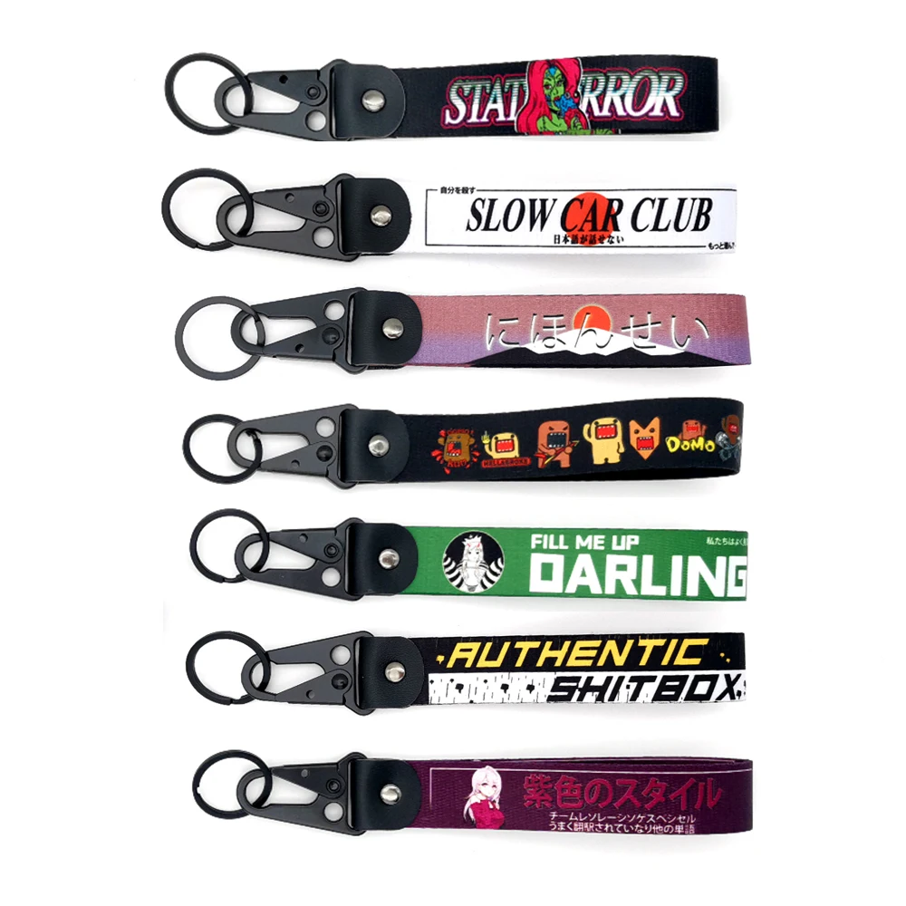 Newest-JDM-Style-Car-Keychain-Nylon-Slogan-Key-Tag-Gift-Lanyard-Keyring ...