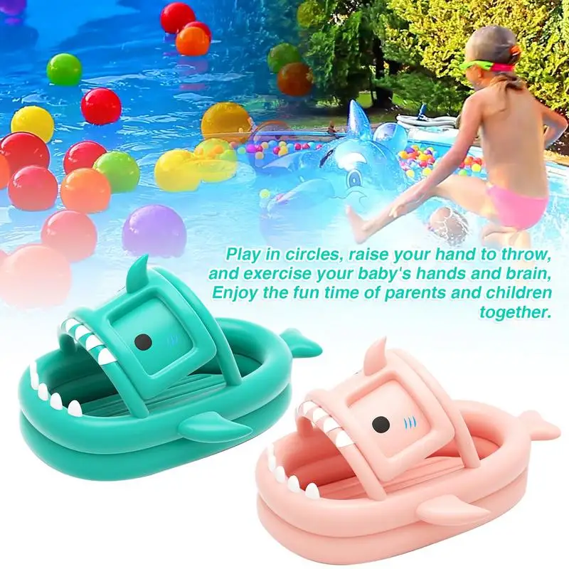 Inflatable-Children-Pool-Shark-Shaped-Kiddie-Pool-With-Sunshade-Canopy ...