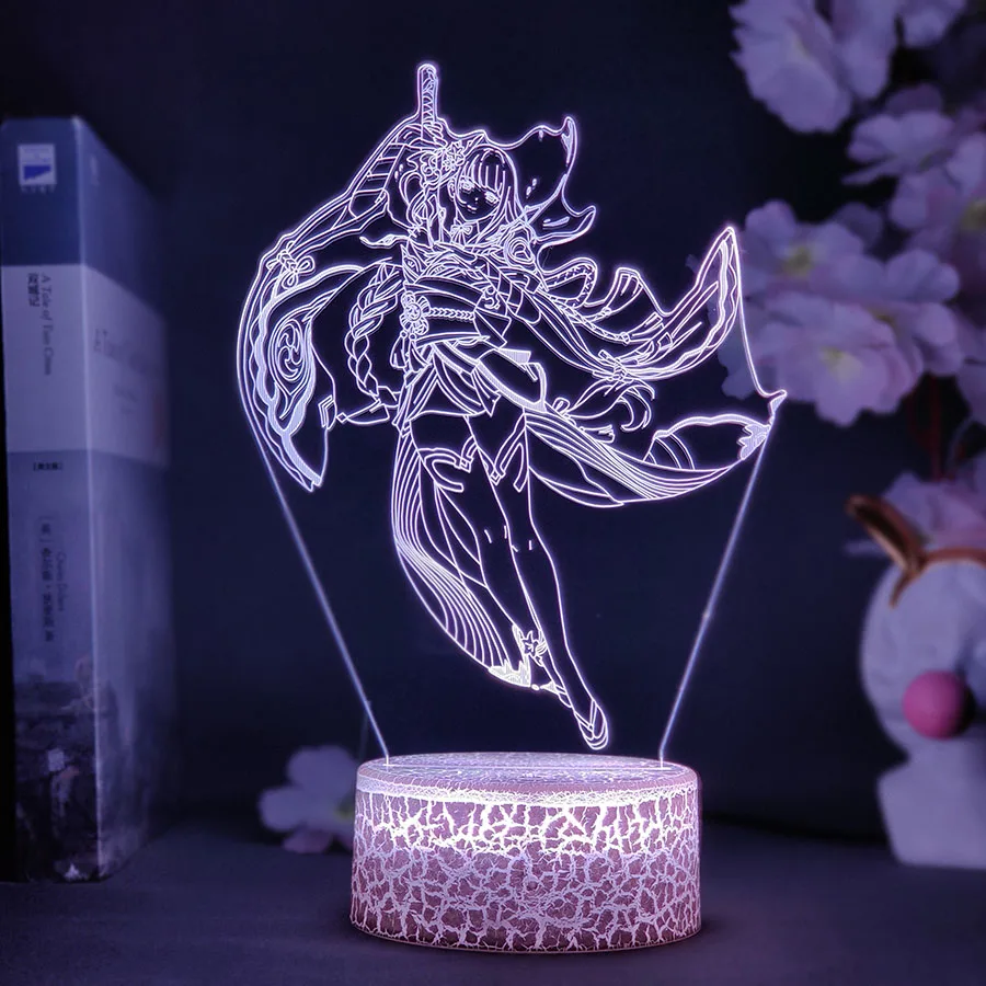 Genshin Impact Raiden Shogun Game Touch Sensor 3d Night Light For ...