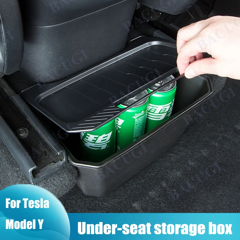 Tesla-Model-Y-Rear-Storage-box-Trash-Bin-Under-Seat-Storage-Bin ...