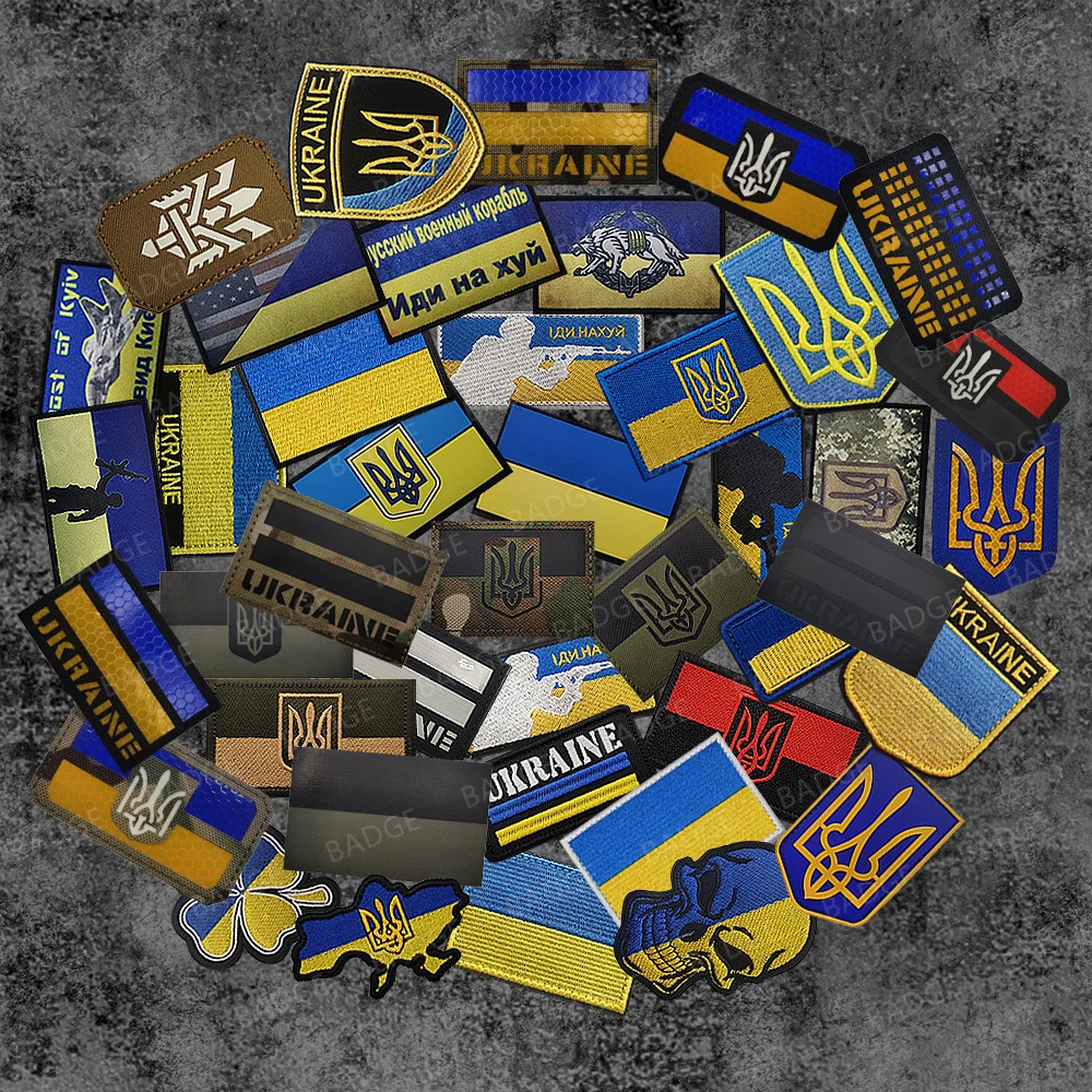Ukraine-PVC-embroidered-patch-Ukrainian-flag-Shield-shape-Badge ...