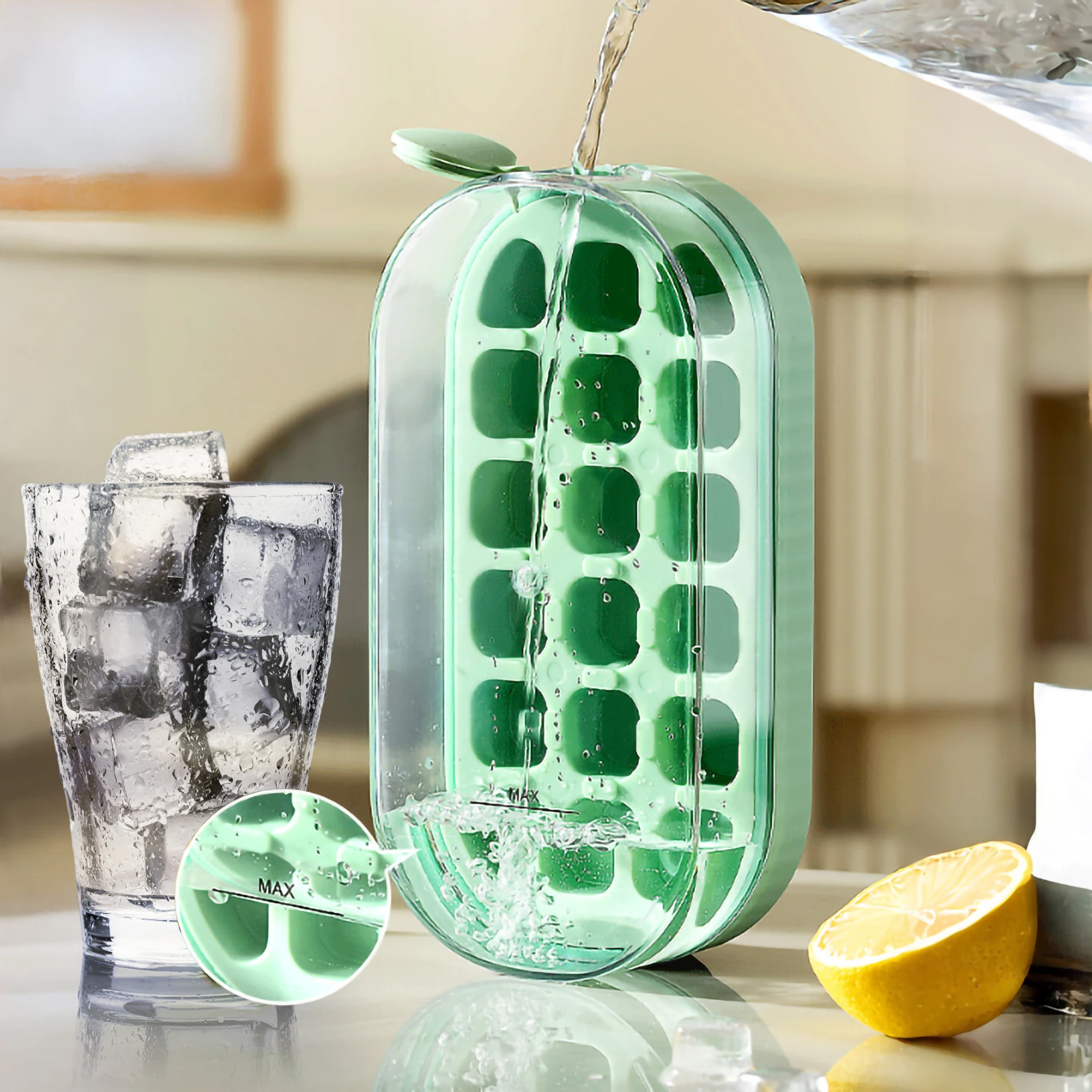 18-Grids-Ice-Cube-Mold-Silicone-Press-Type-Ice-Cube-Tray-Storage-Box ...