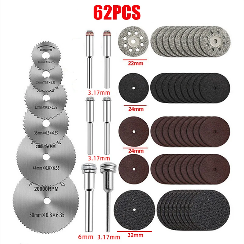 62pcs-HSS-Mini-Circular-Saw-Blade-Set-Resin-Cut-Off-Wood-Cutting-Disc ...